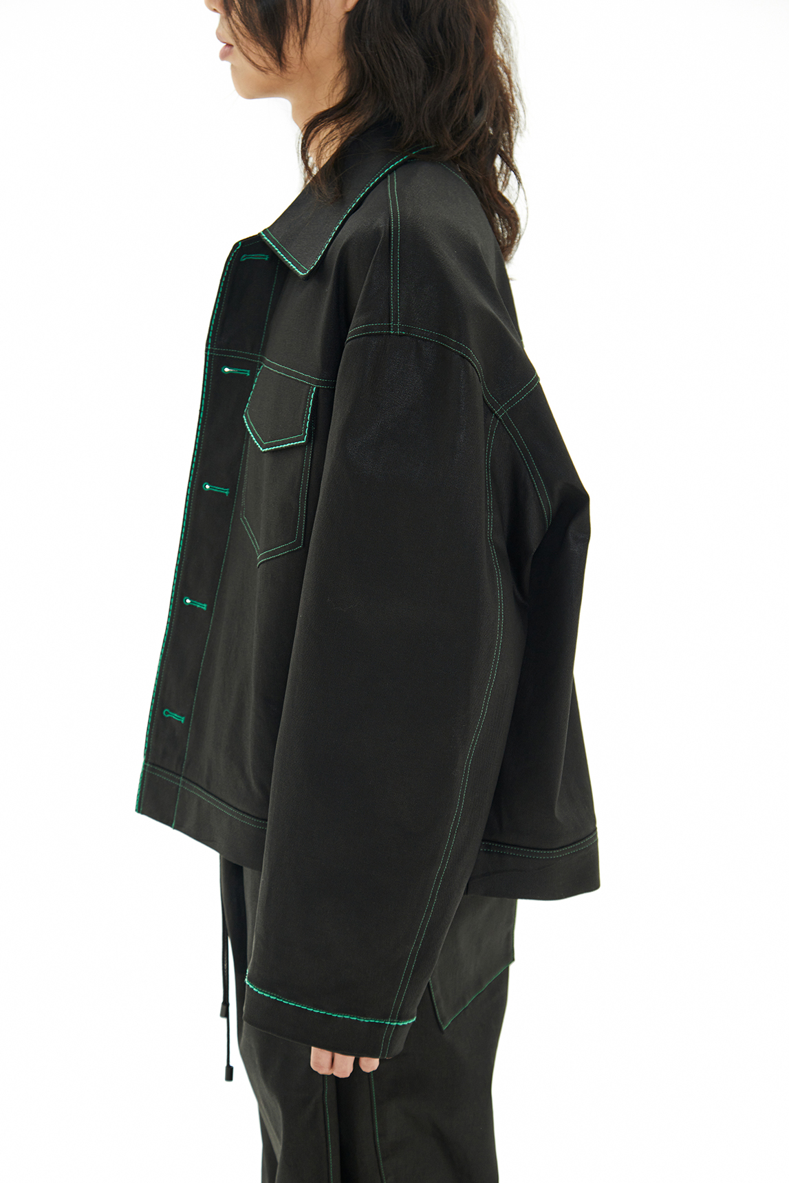 Coating denim jacket (black) : 더 아이덴티티 프로젝트 LAB