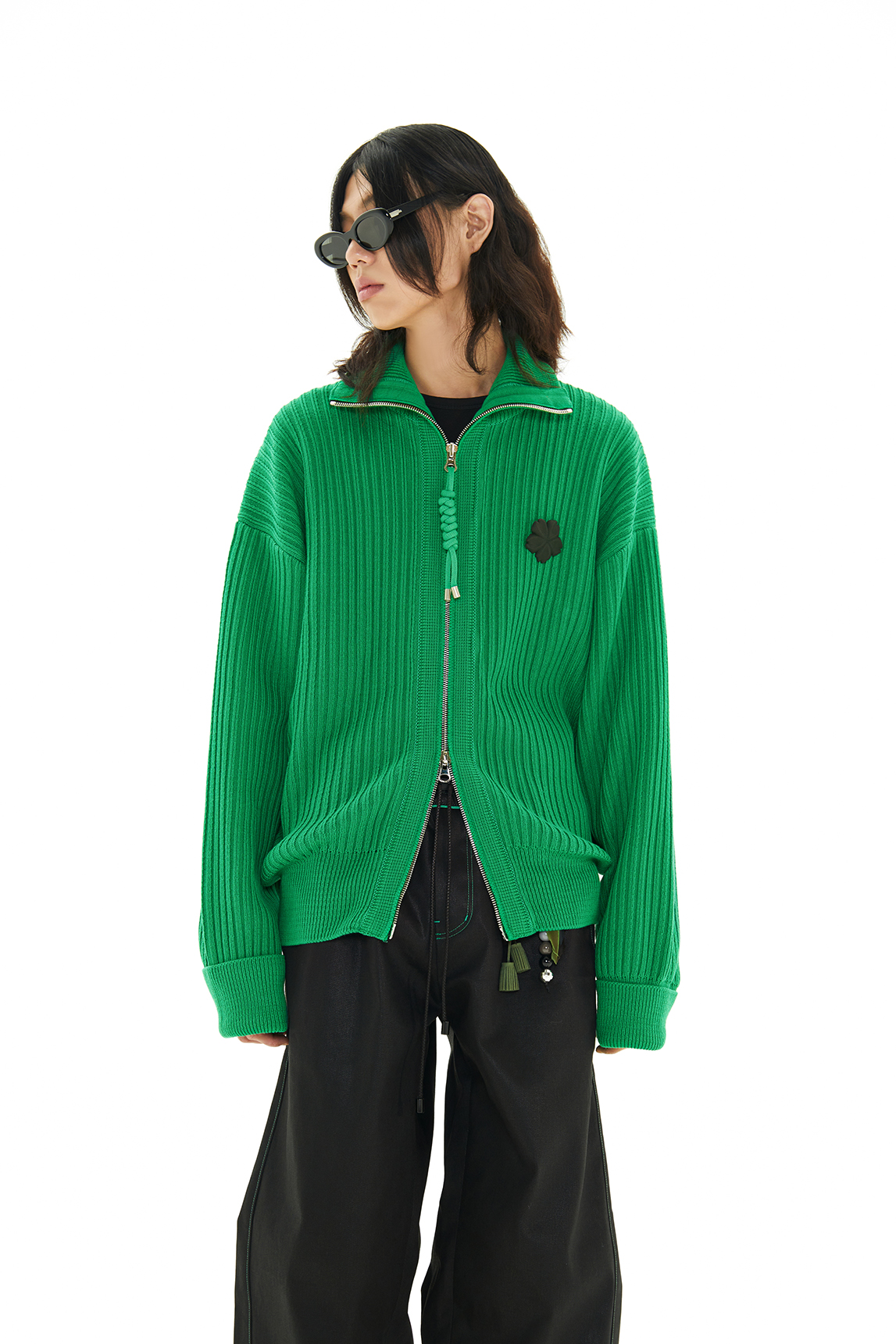 Ribbed zipper knit jacket (fern green) : 더 아이덴티티 프로젝트 LAB