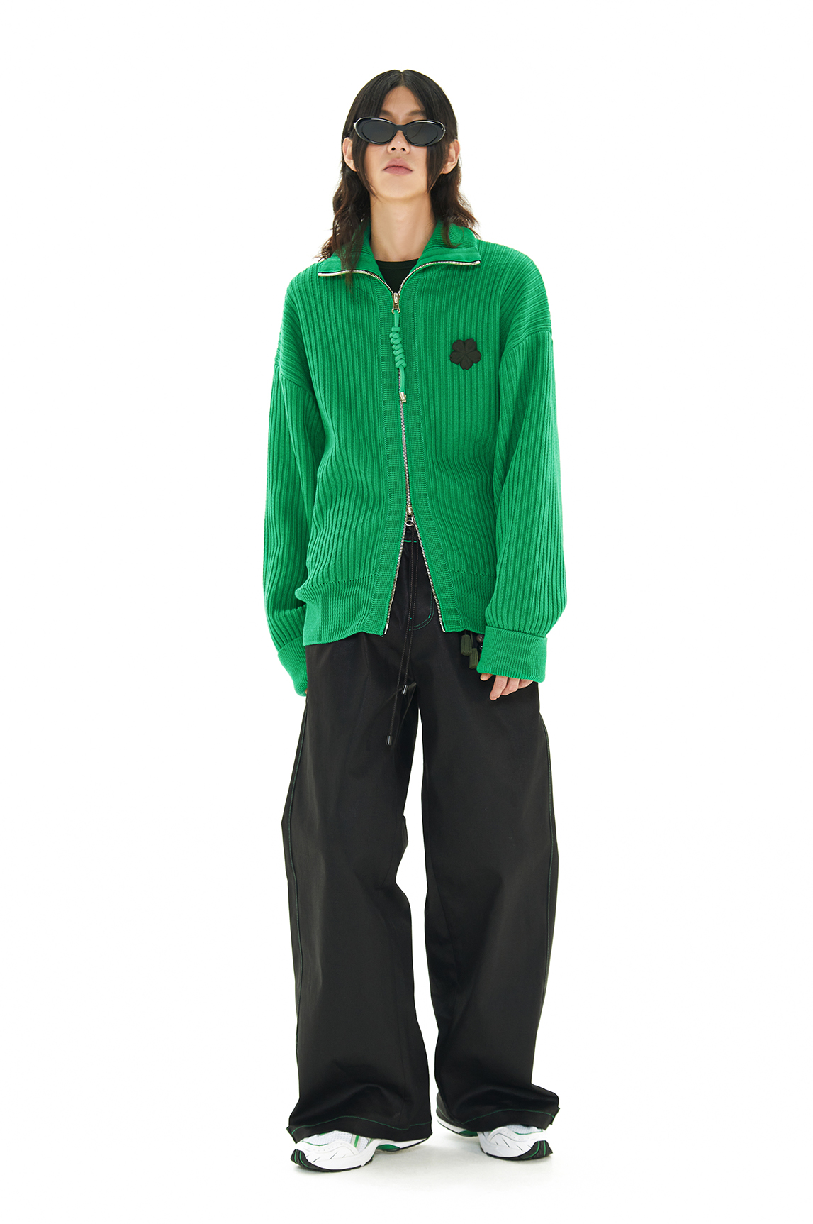 Ribbed zipper knit jacket (fern green) : 더 아이덴티티 프로젝트 LAB