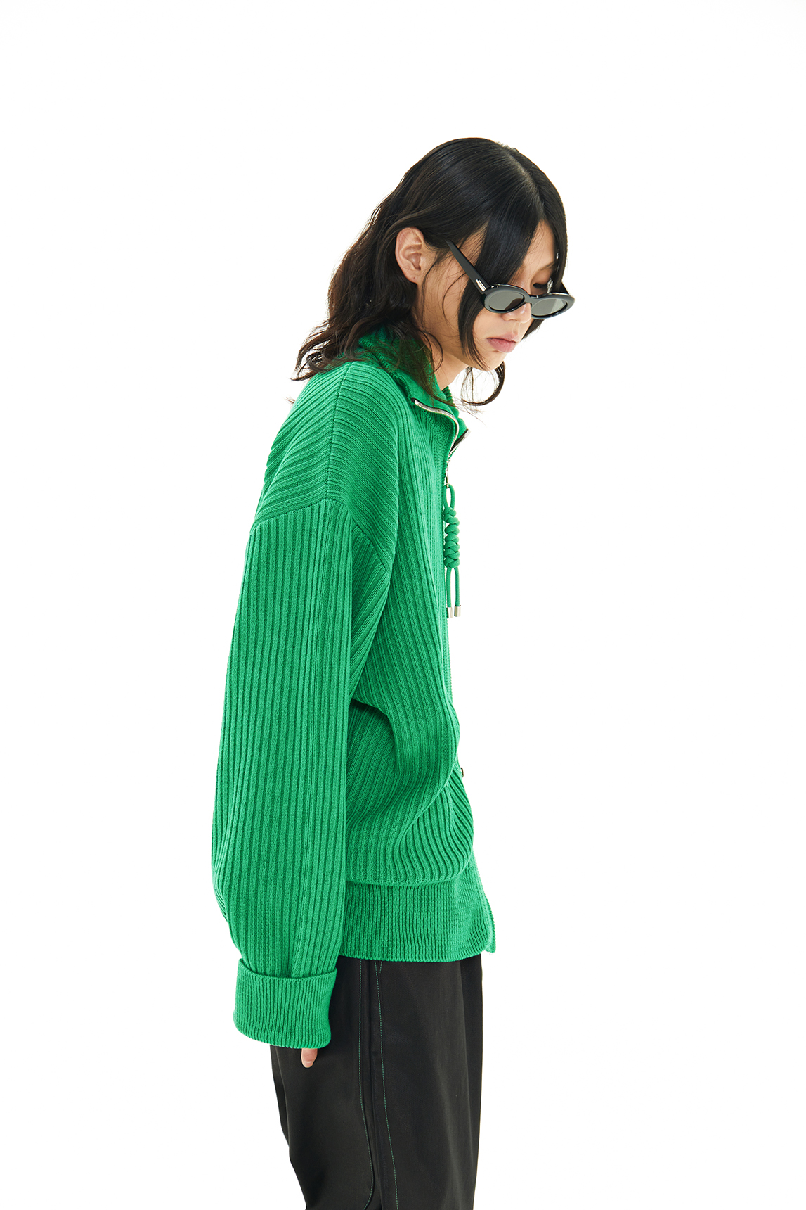 Ribbed zipper knit jacket (fern green) : 더 아이덴티티 프로젝트 LAB