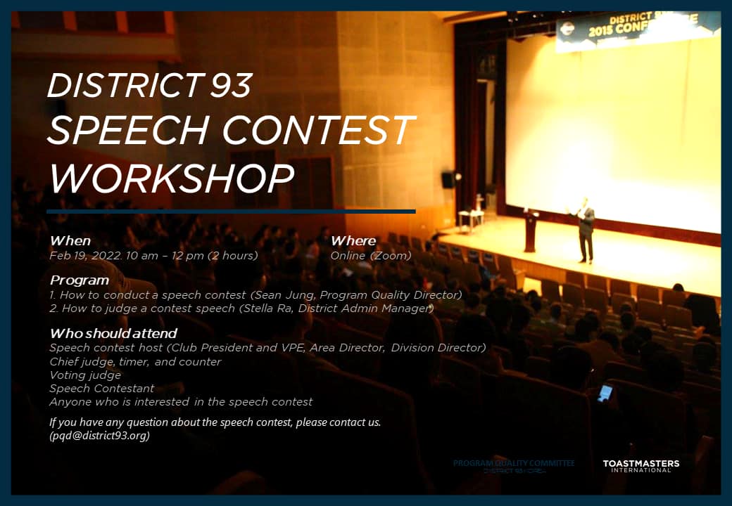 District 93 Speech Contest Workshop : Bulletin Board
