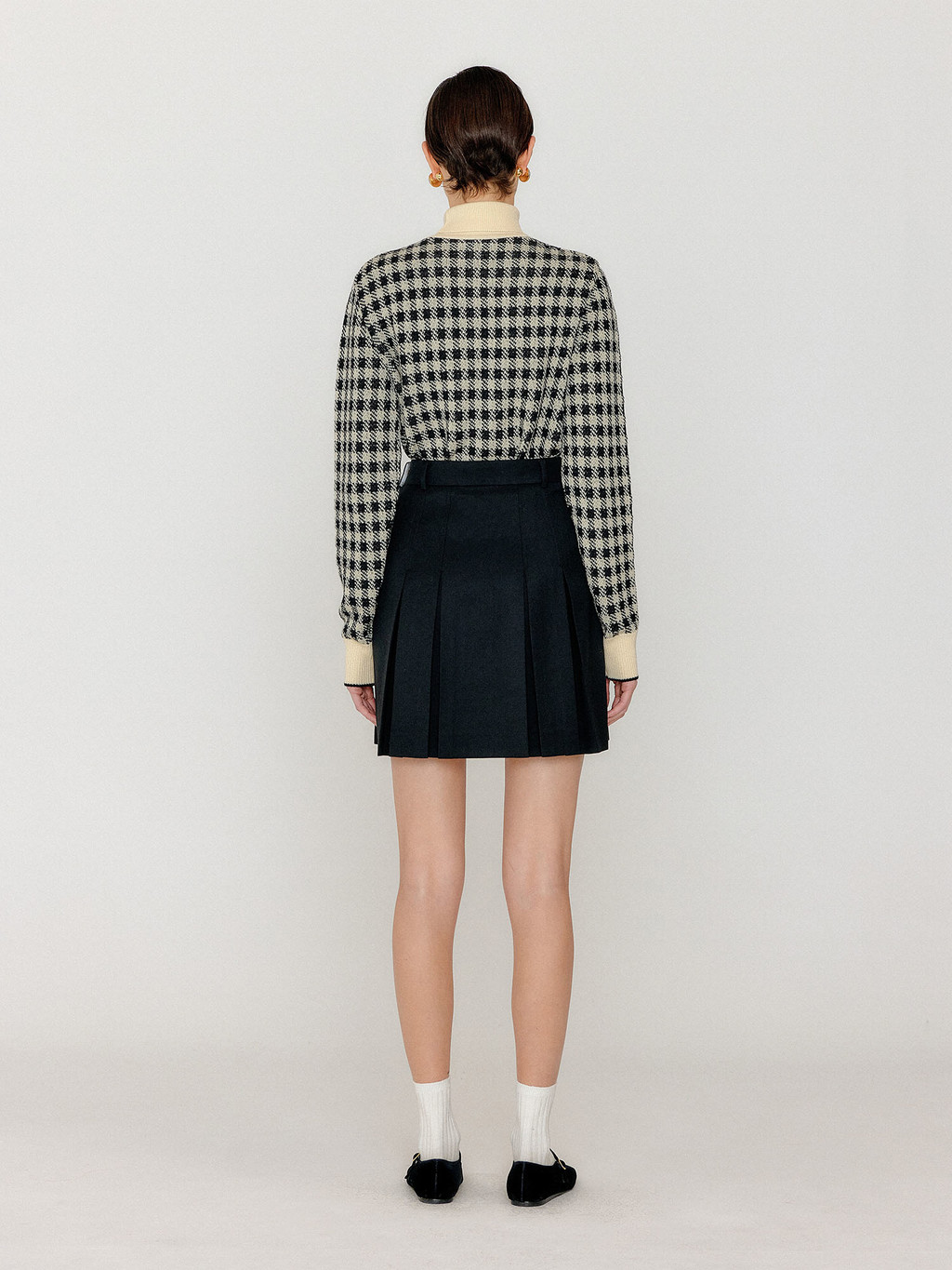 VINKY Gingham Check Knit Pullover - Black/Ivory : EENK