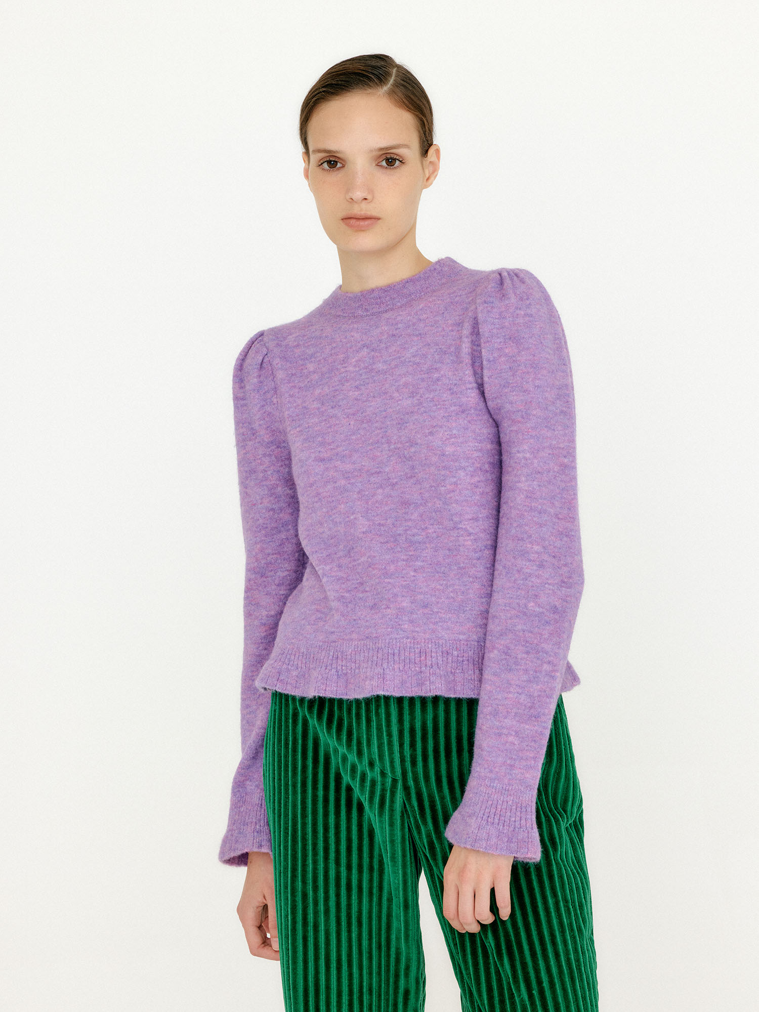 VLARY Flared Hem Knit Pullover - Violet : EENK