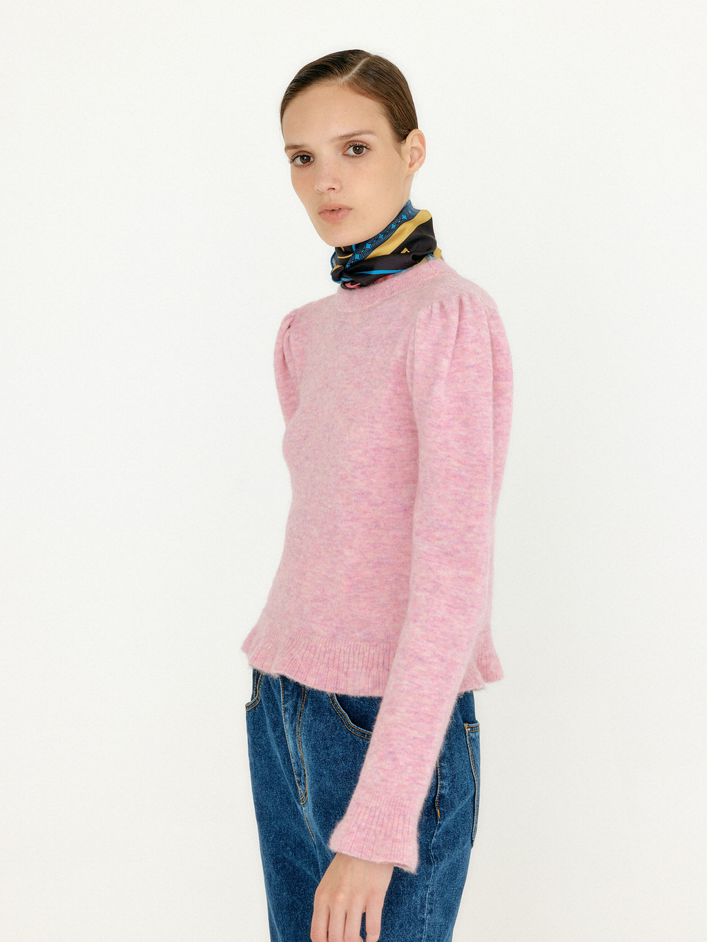 VLARY Flared Hem Knit Pullover - Light Pink : EENK