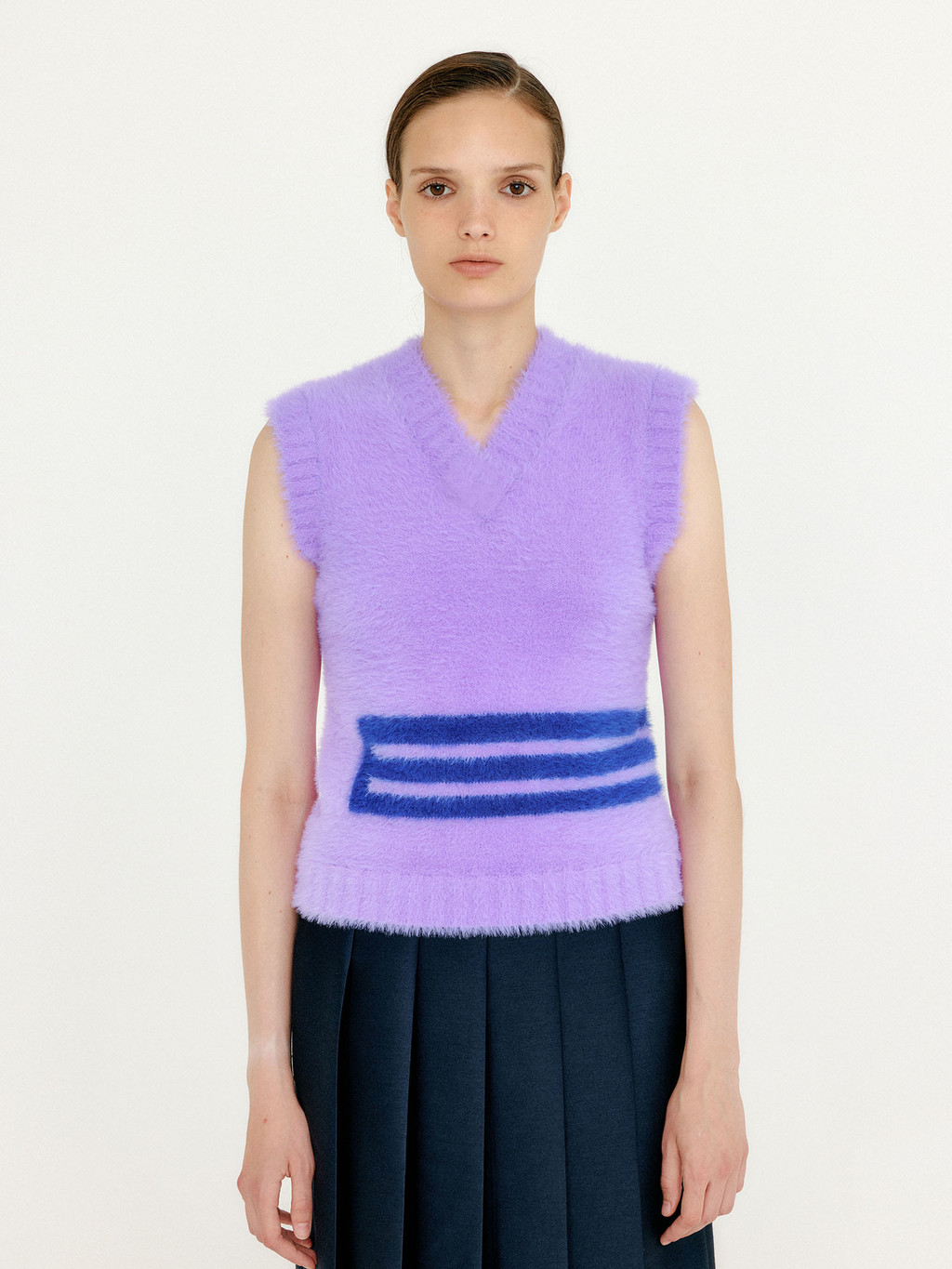 VEAH V-Neck Knit Vest - Violet : EENK SHOP
