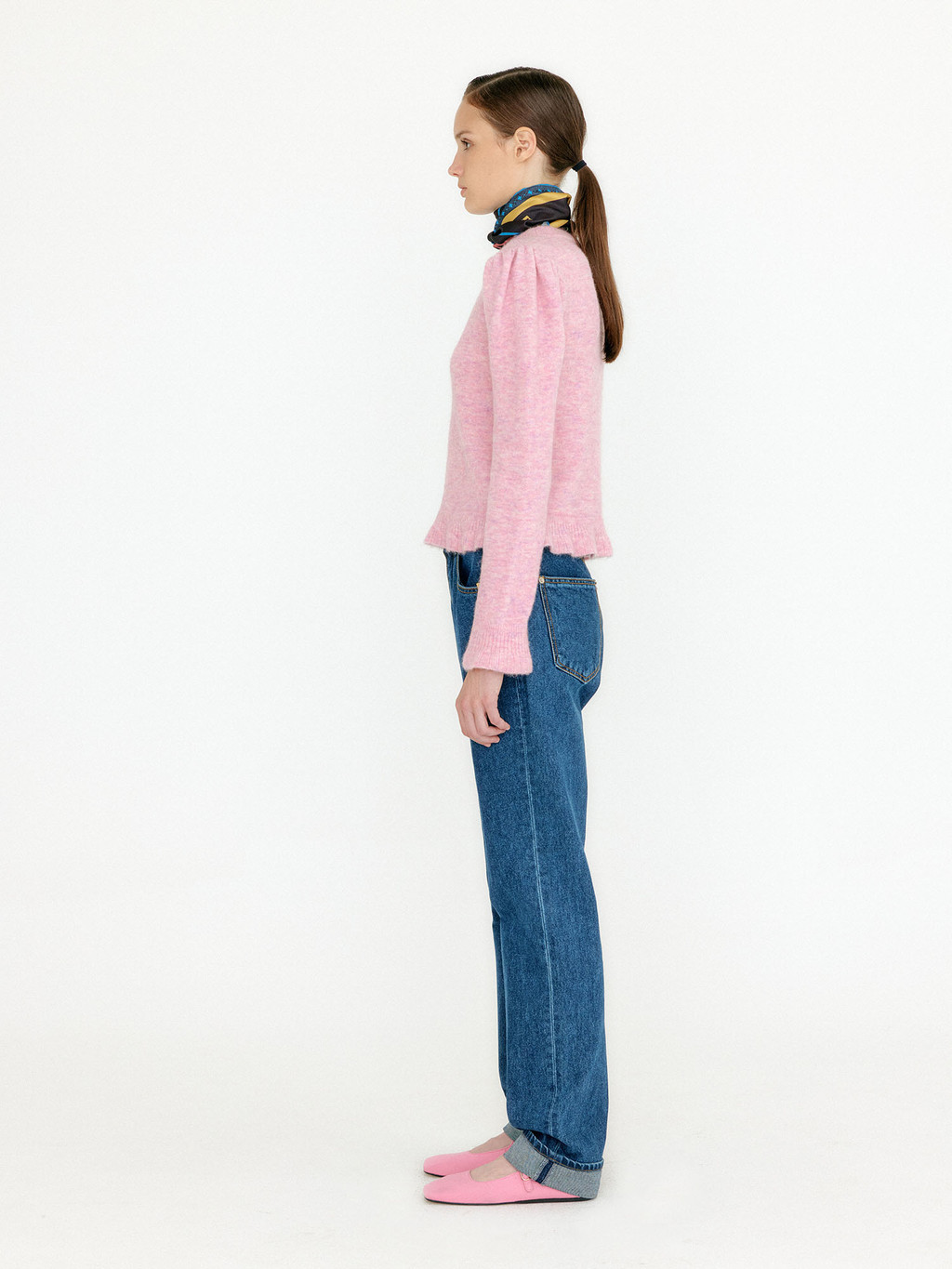 VLARY Flared Hem Knit Pullover - Light Pink : EENK