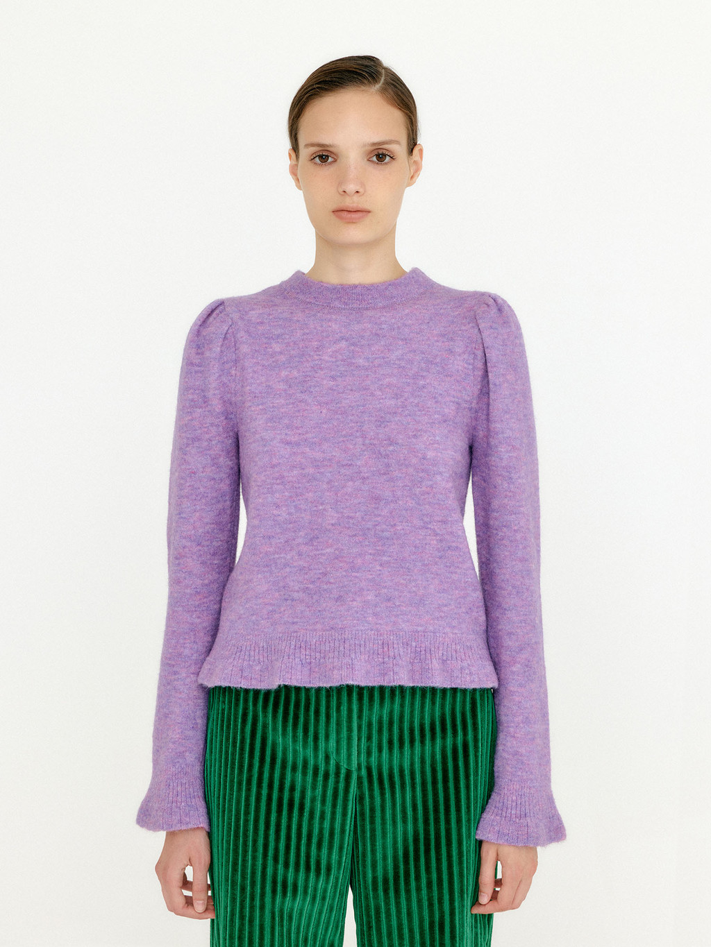 VLARY Flared Hem Knit Pullover - Violet : EENK