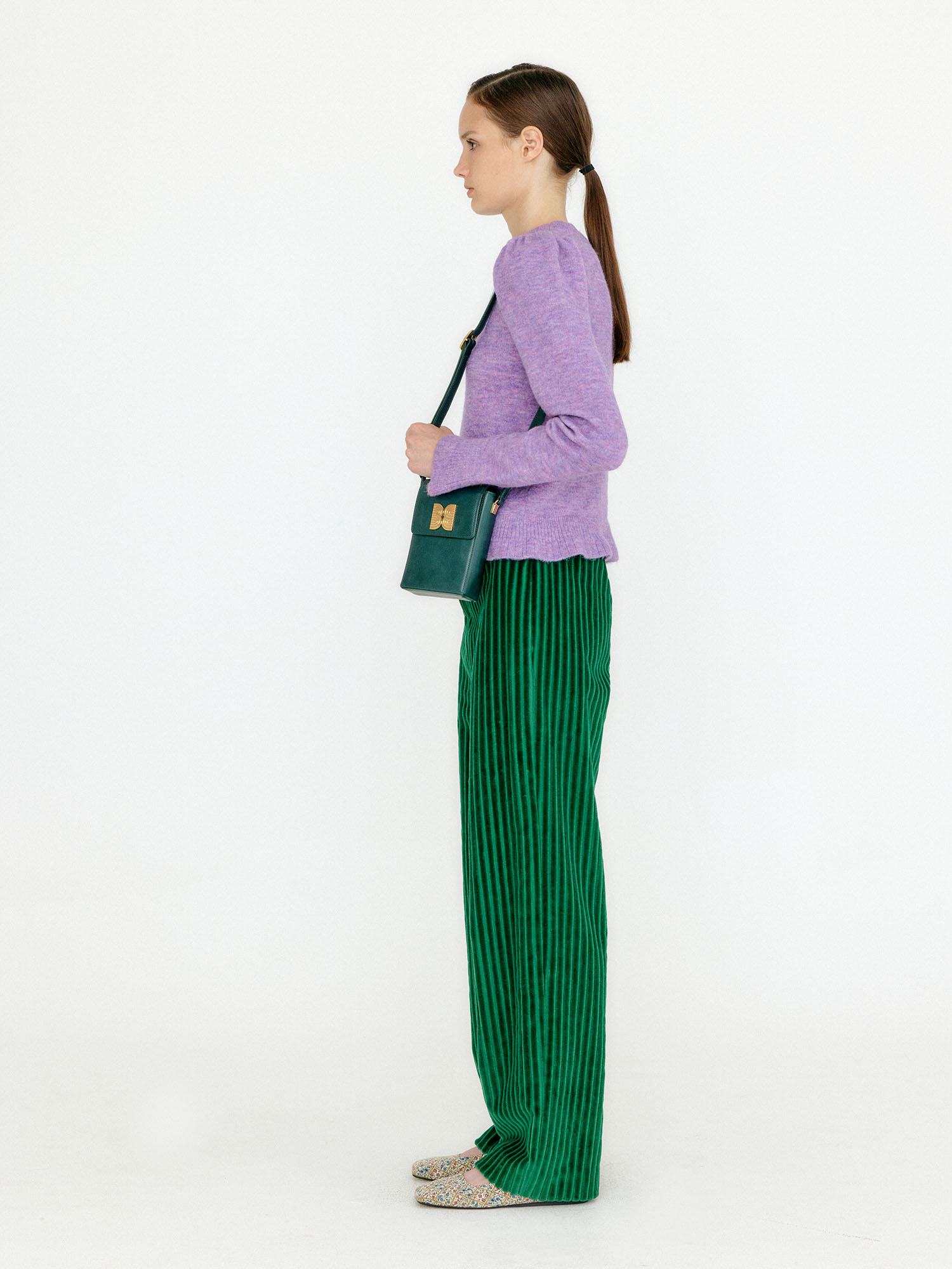 VLARY Flared Hem Knit Pullover - Violet : EENK