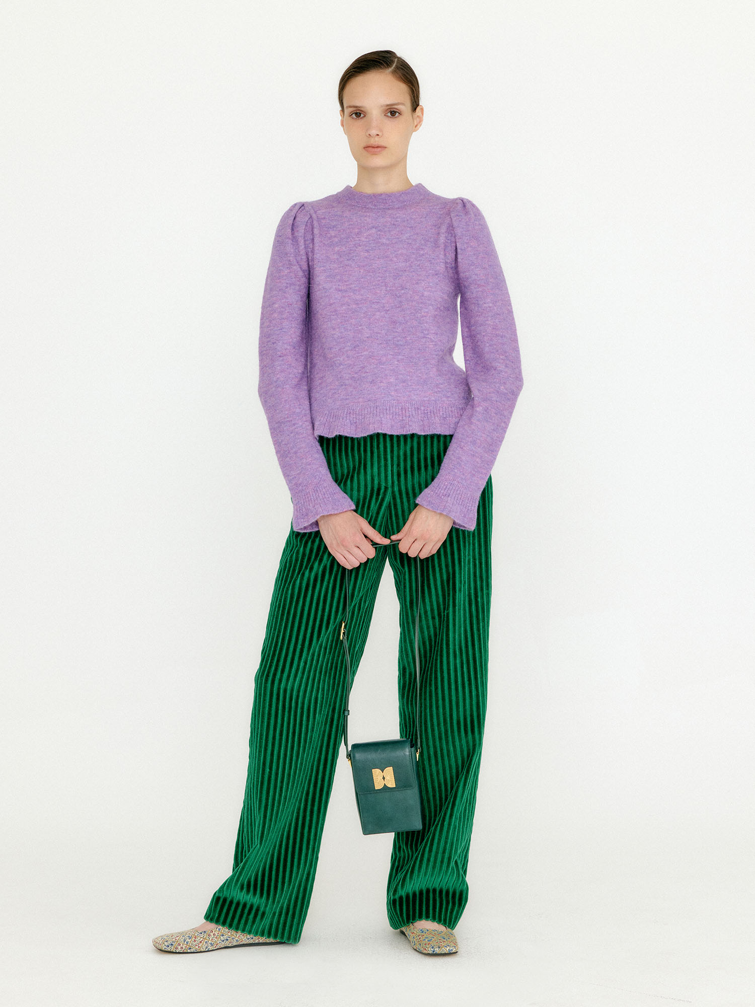VLARY Flared Hem Knit Pullover - Violet : EENK