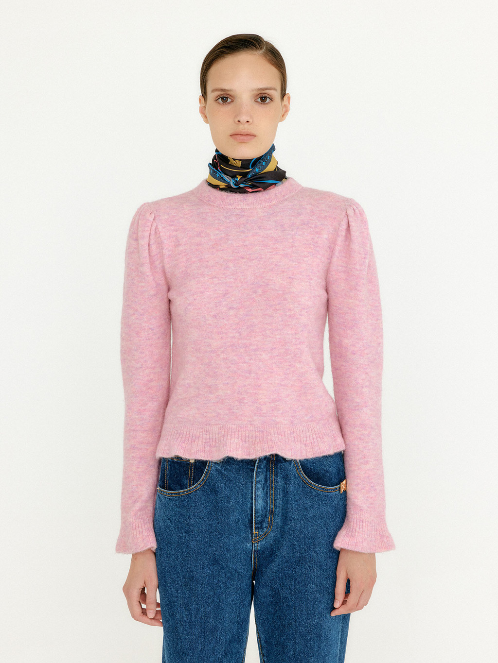 VLARY Flared Hem Knit Pullover - Light Pink : EENK
