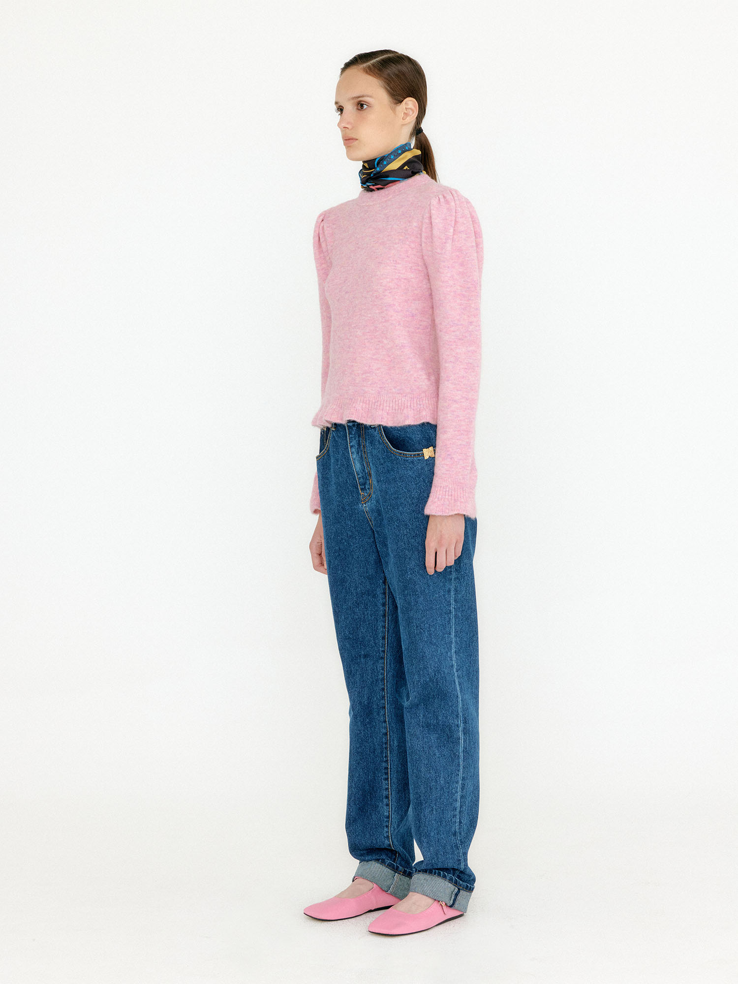 VLARY Flared Hem Knit Pullover - Light Pink : EENK