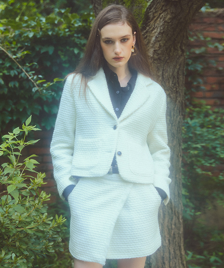 Japan wool tweed classic jacket / White : HOKUSPOKUS (호쿠스포쿠스)