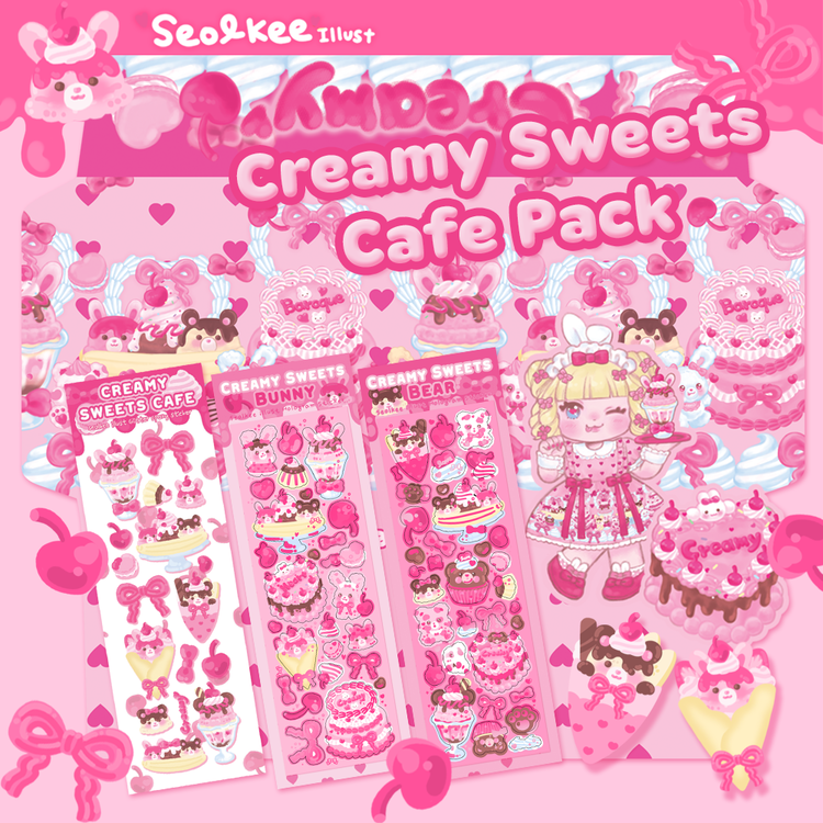 Seolkee illust | Creamy sweet cafe Pack : Lovticker