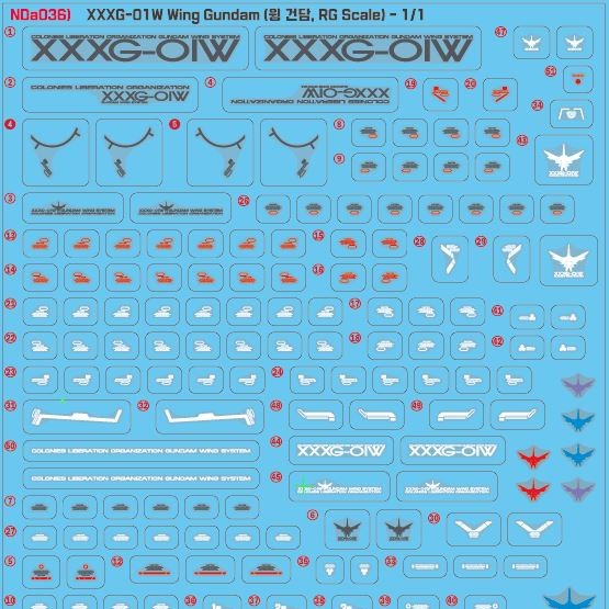 클린데칼 (NDa036) 윙 건담 (RG scale, F01) : 데칼은 #데칼팩토리