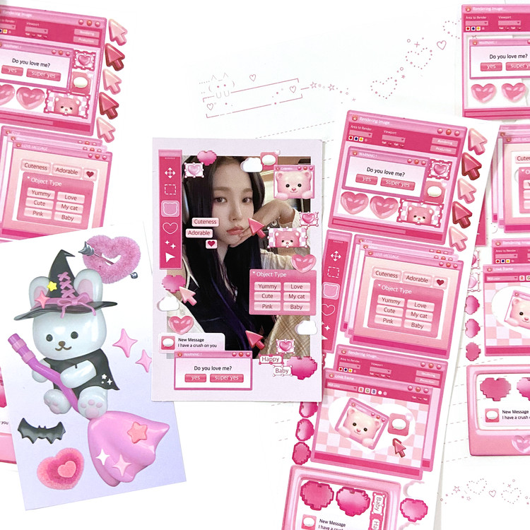 Moii_ttoi | Cyber Frame Pink Sticker : Lovticker