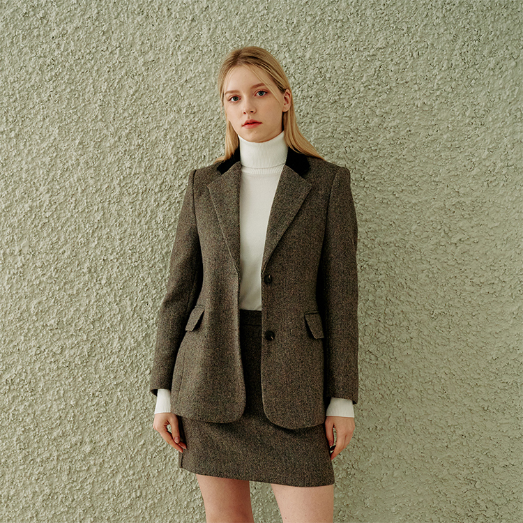 (BAEZUAN) Wool mixed back button jacket_DARK BROWN : wink. - Global B2B ...