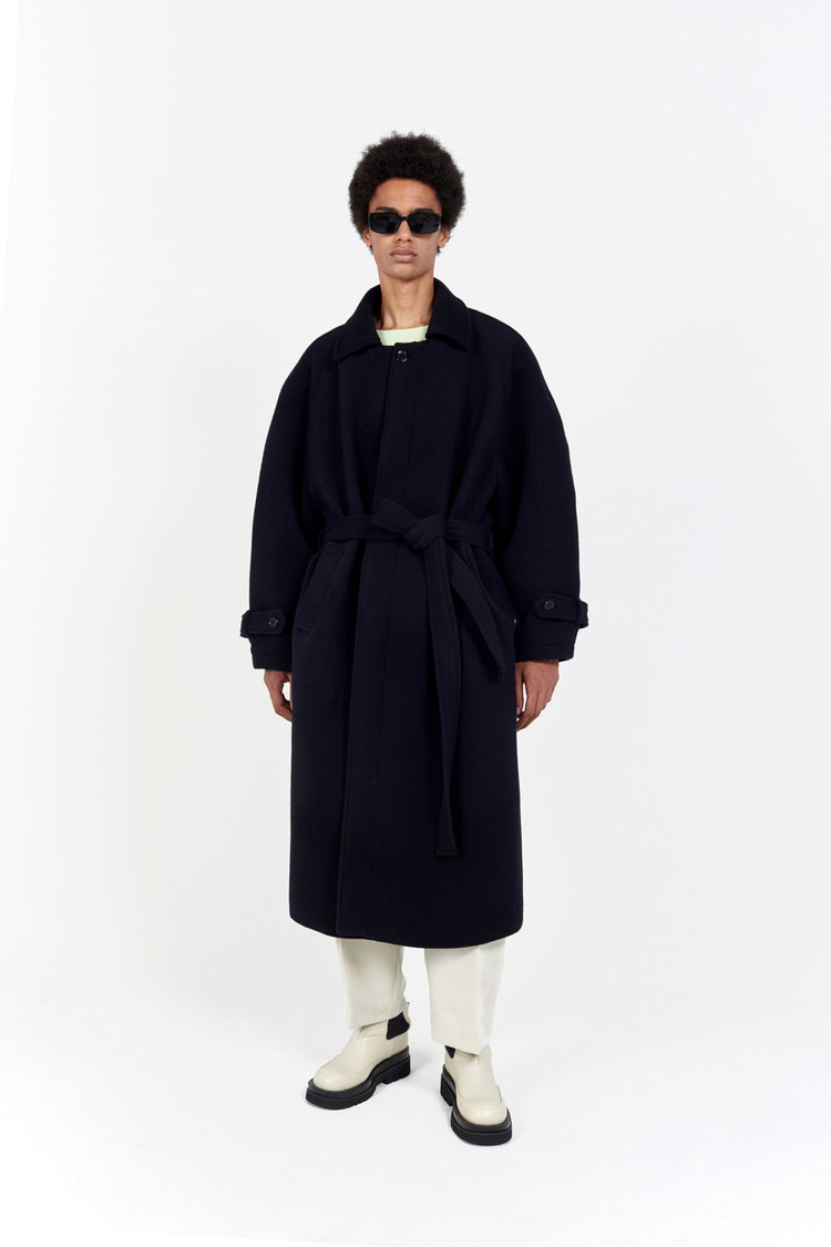 raglan sleeve wool single coat navy : LABEL ARCHIVE 라벨 아카이브