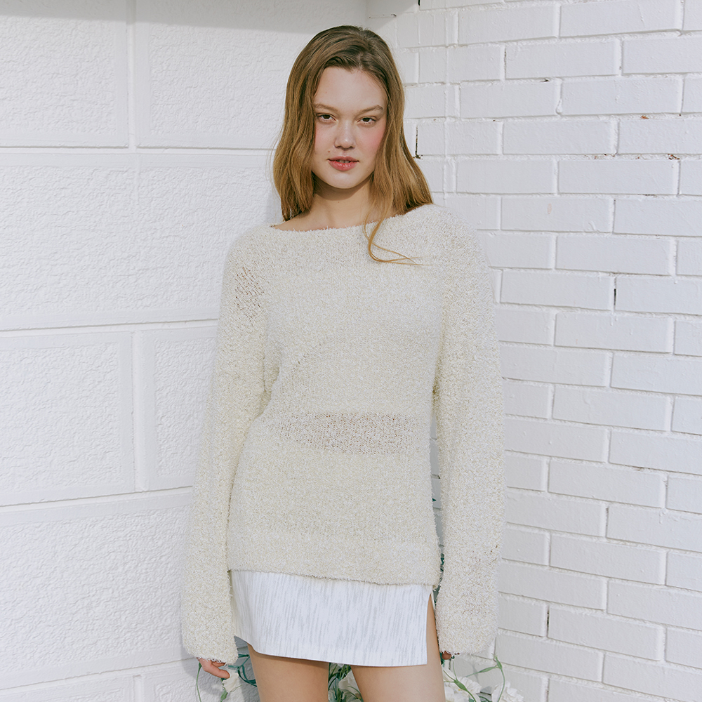 (ETMON) WOMAN Tail Yarn Damage Knit Top_Cream Yellow : wink. - Global B2B platform for select ...