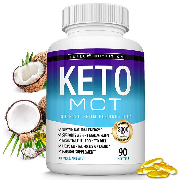 탑플럭스 MCT 오일, 케토시스 다이어트 3000mg 퓨어 코코넛 오일 (체중감소) - 90 소프트젤 / Toplux Supplement Keto MCT Oil ...