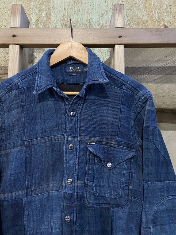 Polo Indigo Patchwork Padded Shirt Jacket (103) : 라이트하우스 스토어