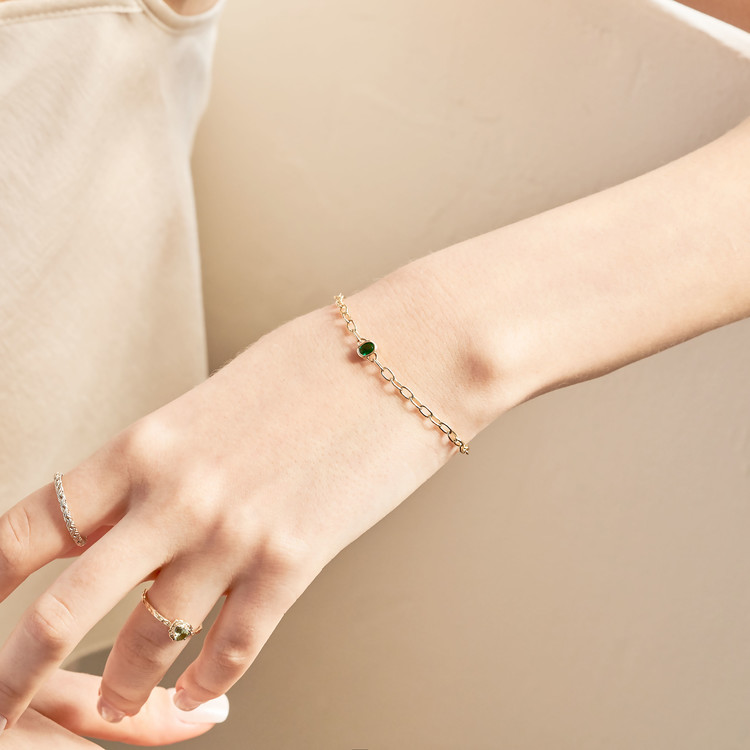 오벌쉐입프 에메랄드 체인 브레이슬릿 : 릴리케이 : lilyk