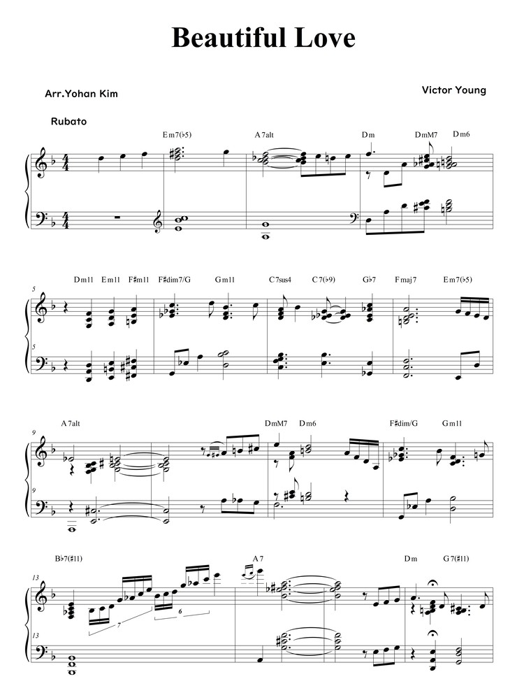 Beautiful Love Victor Young Yohan Kim Music