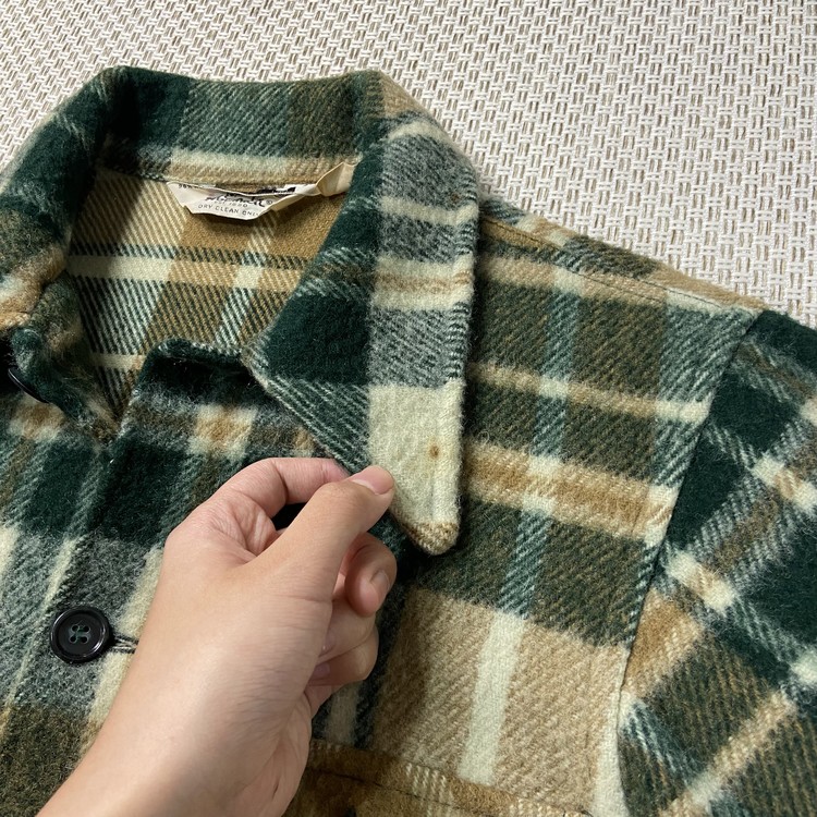 60's Woolrich Green Plaid Wool Shirt Jacket (95-100) : 라이트하우스 스토어