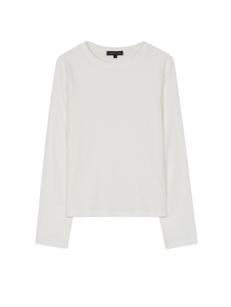 LONG SLEEVED Angora T Shirt Cream White : MODIATTICO