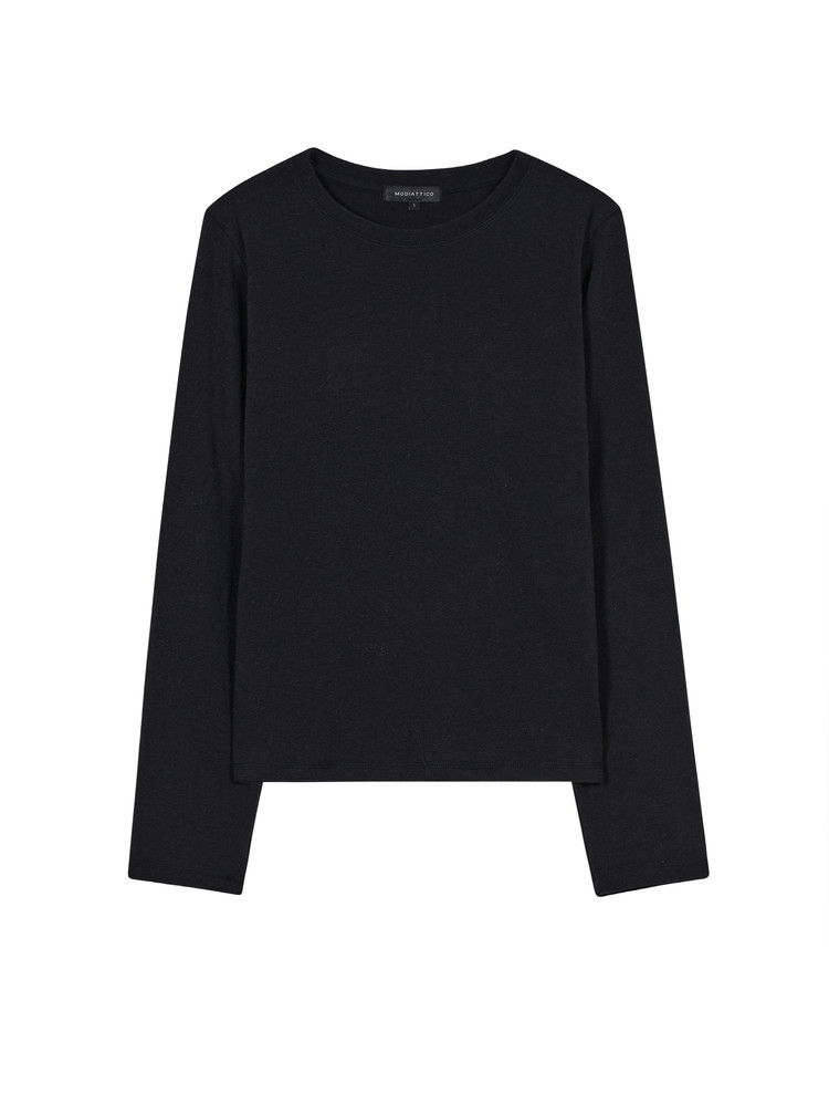 LONG SLEEVED Angora T Shirt Black : MODIATTICO