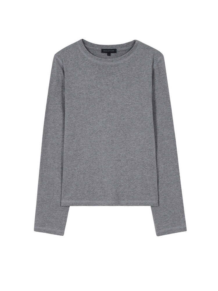LONG SLEEVED Angora T Shirt Light Gray : MODIATTICO