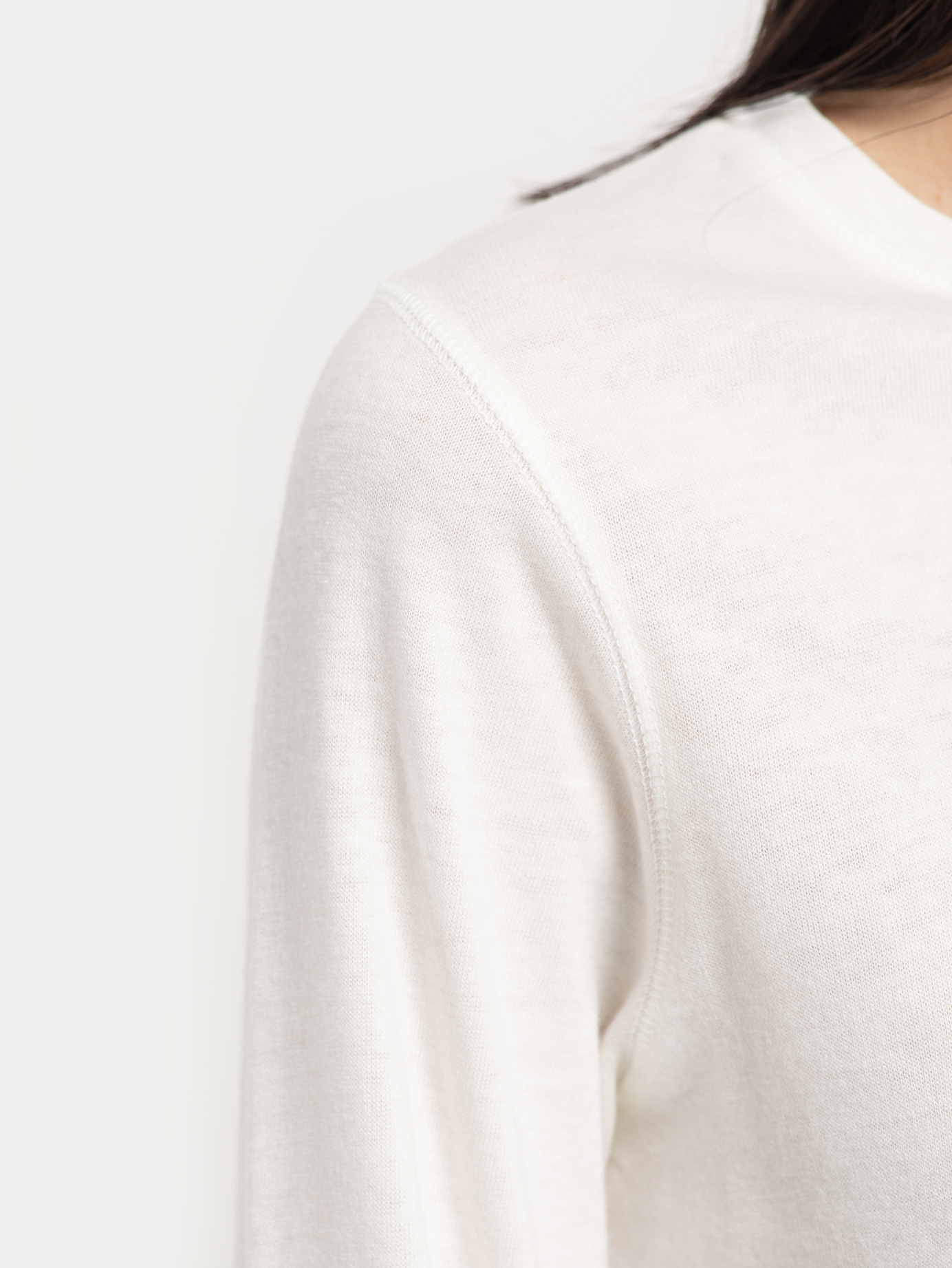 LONG SLEEVED Angora T Shirt Cream White : MODIATTICO