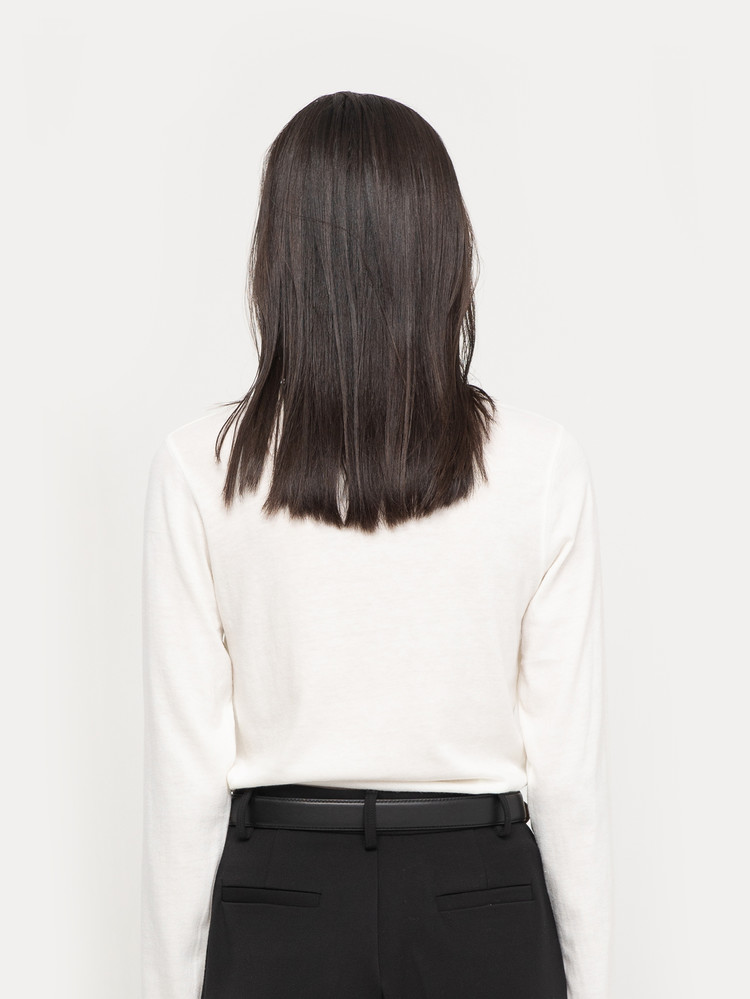 LONG SLEEVED Angora T Shirt Cream White : MODIATTICO