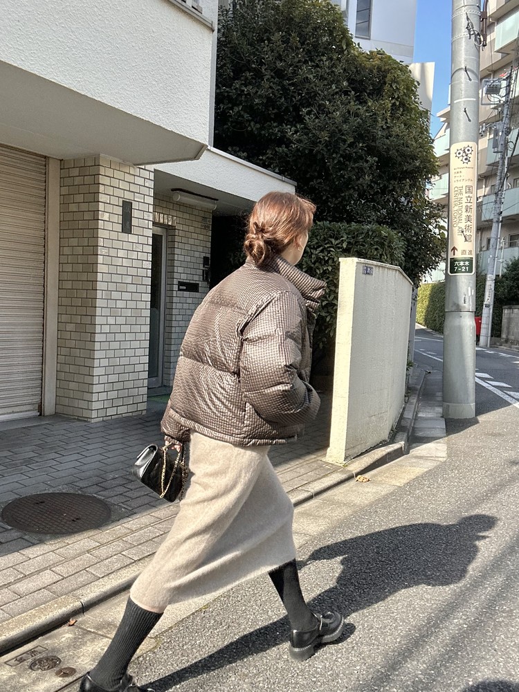 [소량 바로배송]quiche check padding (brown) : nutt