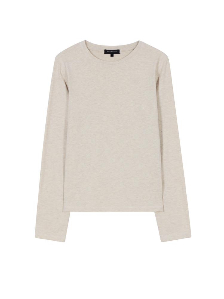 LONG SLEEVED Angora T Shirt Oatmeal : MODIATTICO
