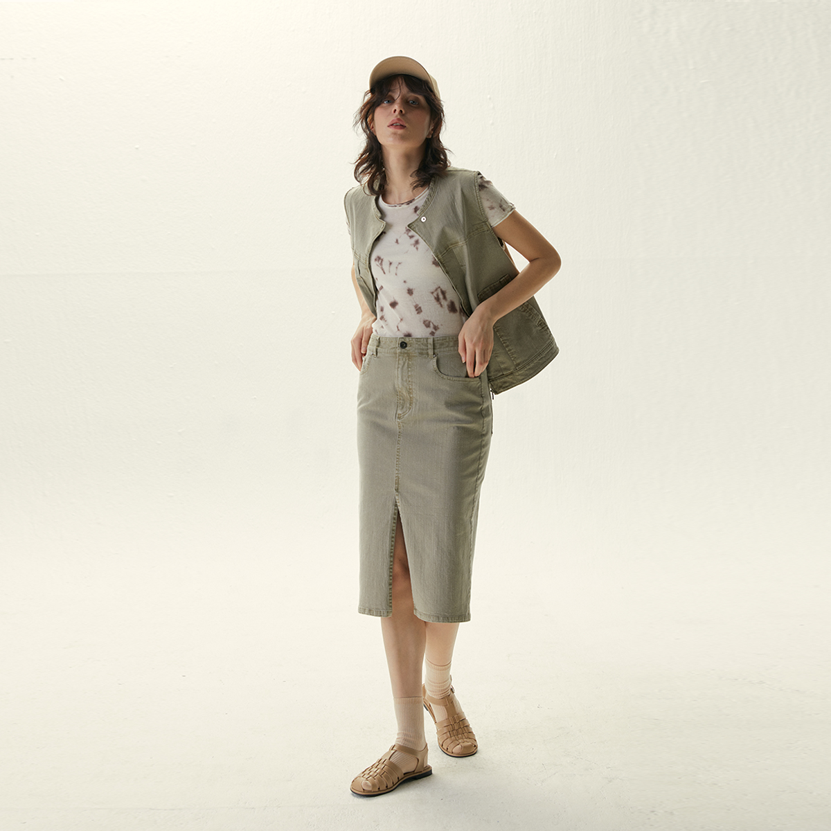 (EIGHT TIMES) H-LINE DENIM SKIRT_BEIGE : wink. - Global B2B platform for select Korean Fashion ...