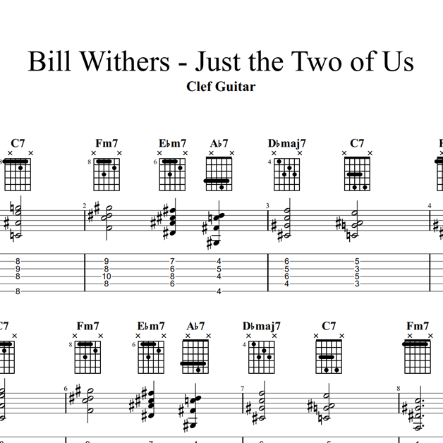 Bill Withers - Just the Two of US 타브 + 코드 악보, 기타악보, 악보 : clefguitarC