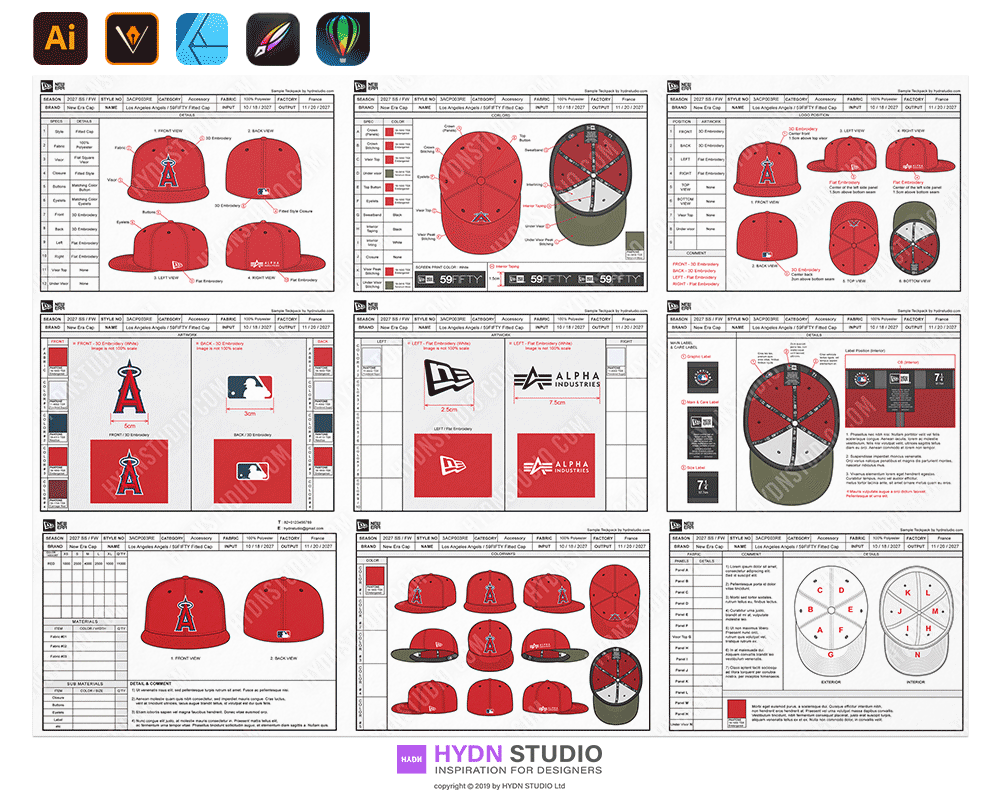 (updated) Complete Cap Design TechPack Template (59FIFTY Fitted Sample ...