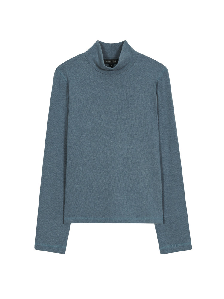 HALF TURTLENECK Angora T Shirt Stone Blue : MODIATTICO