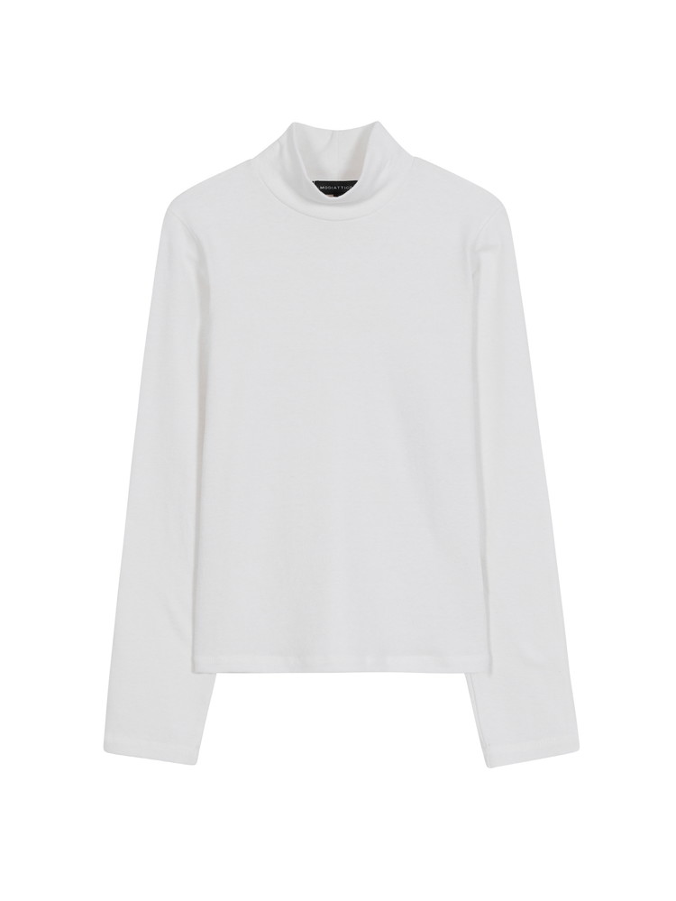 HALF TURTLENECK Angora T Shirt Cream White : MODIATTICO