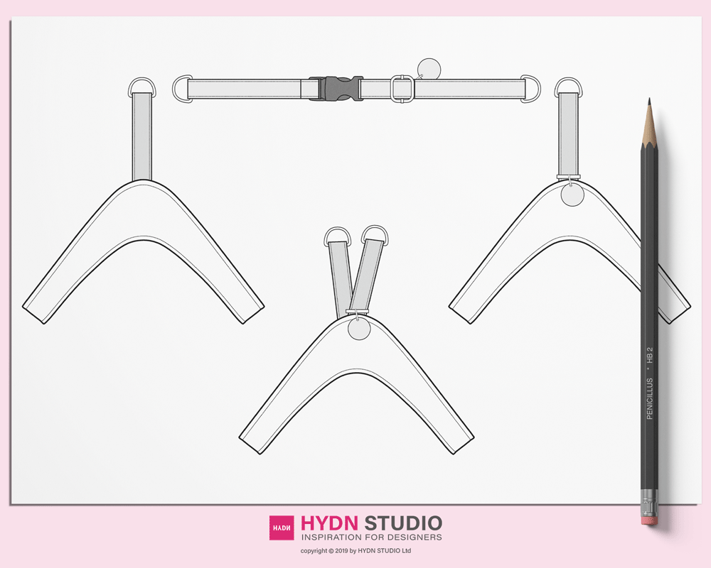 Dog Harness Design flat sketch : HYDNSTUDIO