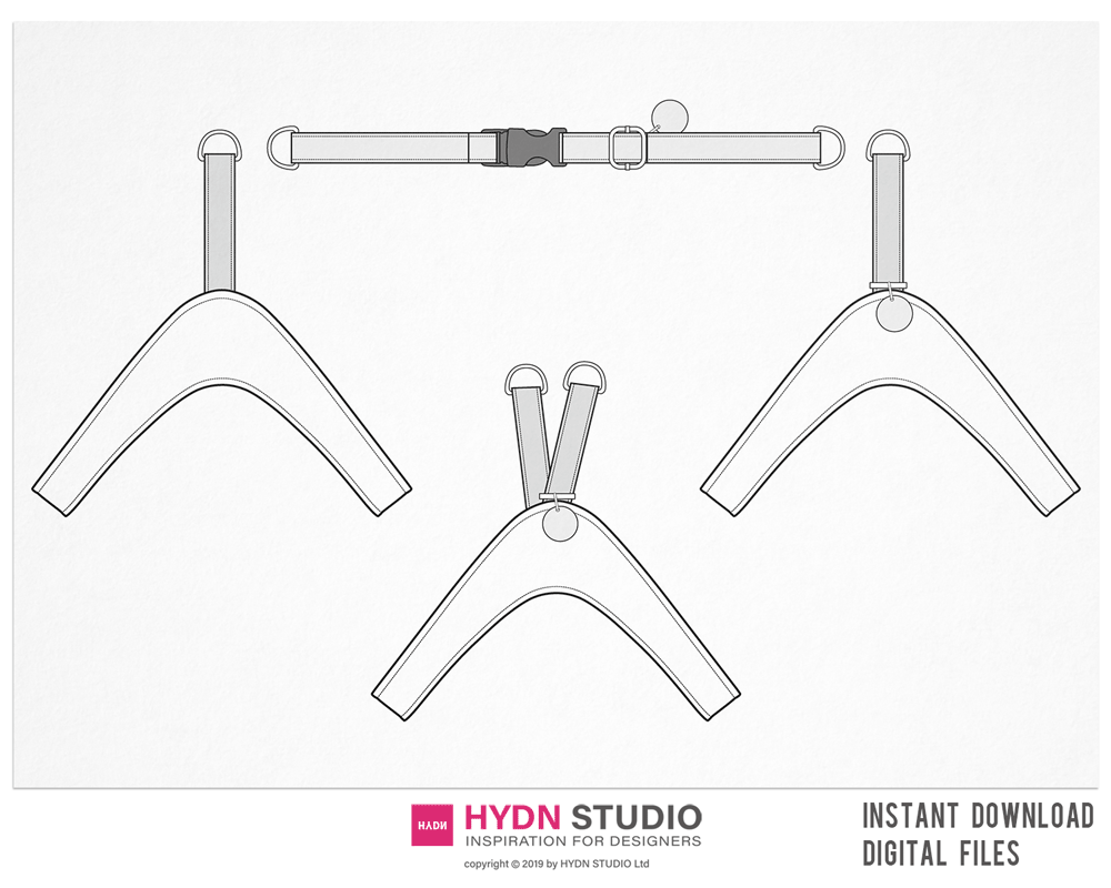 Dog Harness Design flat sketch : HYDNSTUDIO