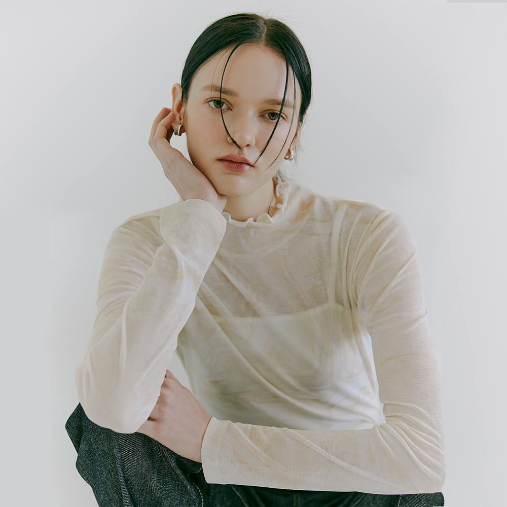 (ETMON) WOMAN See-through Turtleneck T-shirt_Beige : wink. - Global B2B platform for select ...
