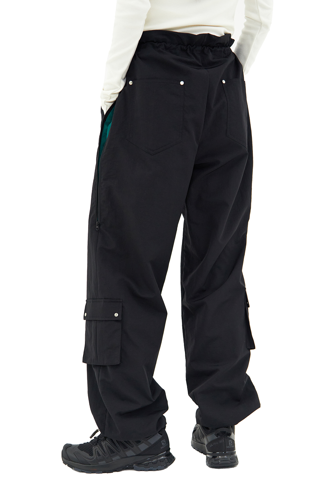 Women hidden zipper cargo pants (black) : 더 아이덴티티 프로젝트 LAB