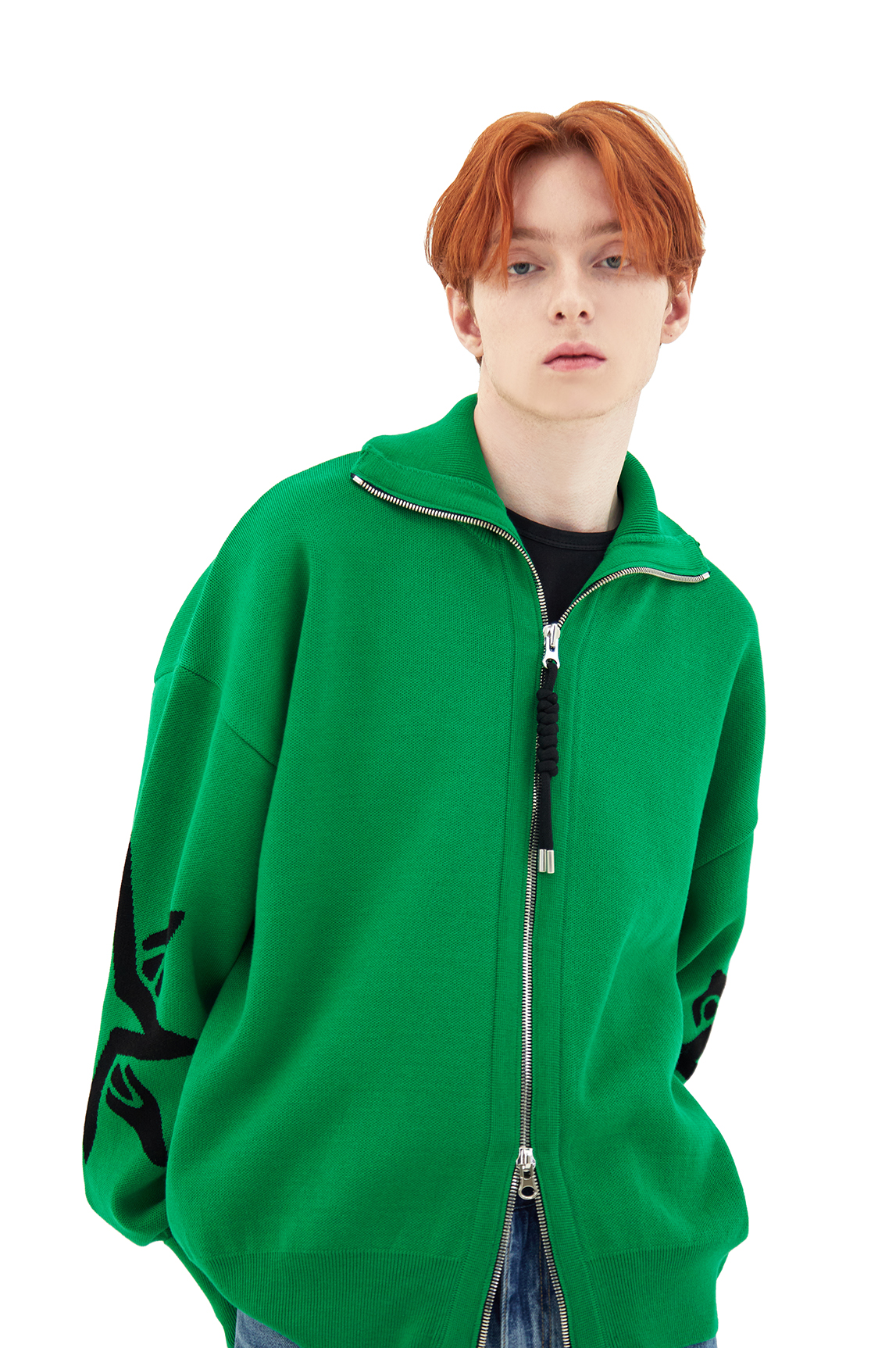 Ancient symbol zipper knit (fern green) : 더 아이덴티티 프로젝트 LAB