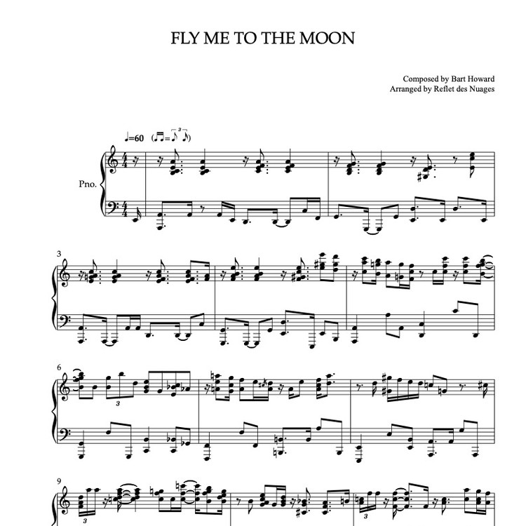 [PIANO SOLO 악보] Fly Me to the Moon 피아노 편곡 악보 : MUSICALIBRA KOREA