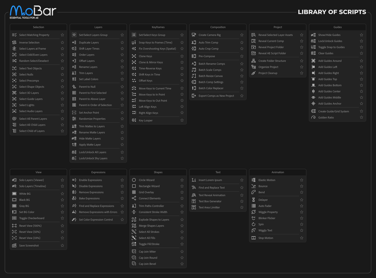 작업의 속도를 빠르게 도와주는 127개 Script의 모음집 Mobar Script : TUTORIAL