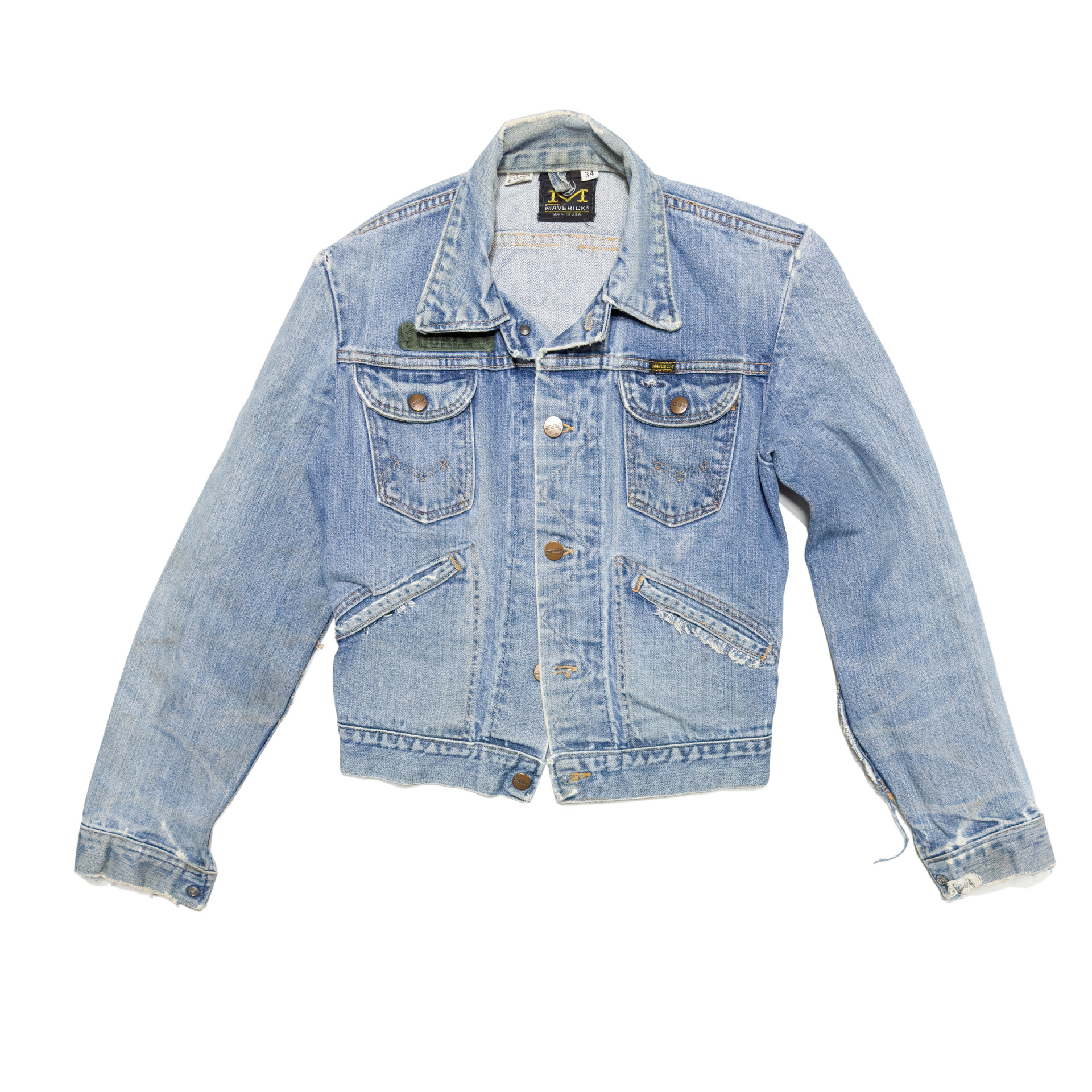Vintage "Maverick Blue Bell" Distressed & Patch-Up Custom Denim Jacket ...