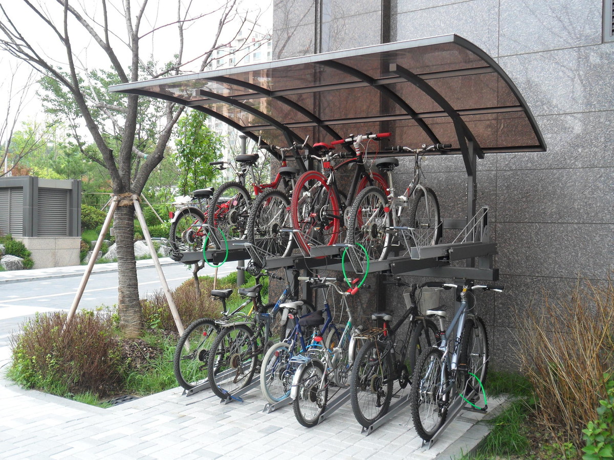 레미안 트윈파크 (차양막) 2단 자전거 보관대 : 서형바이클랙(주)