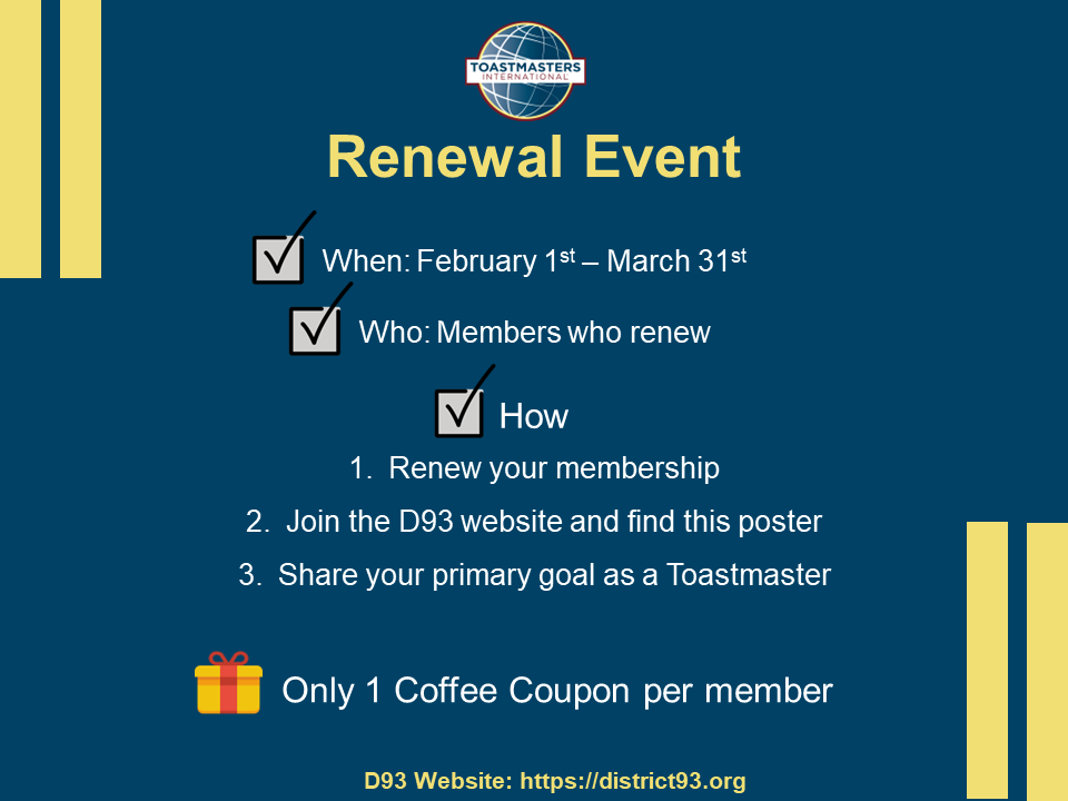 Talk Up Toastmasters & Membership Renewal Promotion : Announcement