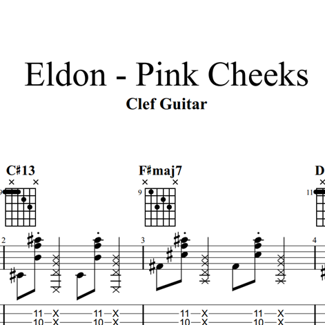 Eldon - Pink Cheeks 기타 타브 + 코드 악보 : Clef Guitar 타브 악보